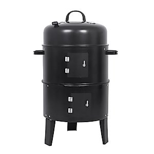 Artudatech 3-in-1 Detachable Vertical Charcoal Smoker Portable BBQ Smoker Grill