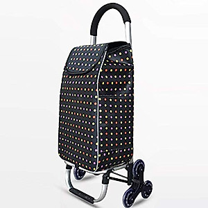 Shopping Trolley on Wheels Multi Function Shopping Cart Lightweight Trolley Aluminum Alloy with 6 Wheels Climbing Stairs Large Capacity Folding Supermarket Car Storage Hand Trucks,Brown