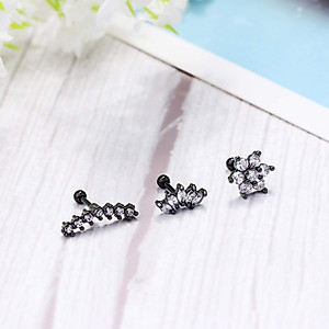 MILACOLATO Cartilage Earring 11Pcs 16G 18G Stainless Steel Cartilage Earrings Stud Hoops Conch Forward Helix Earrings Tragus Daith Piercing CZ Barbell Stud Cartilage Piercing Jewelry for Women of All Ages-black