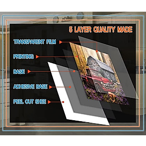 LUJO Flower Landscape Magnet Dishwasher Cover Red Truck Dog Magnetic Sticker Vinyl Decal for Refrigerators Appliances 23'' x 26''