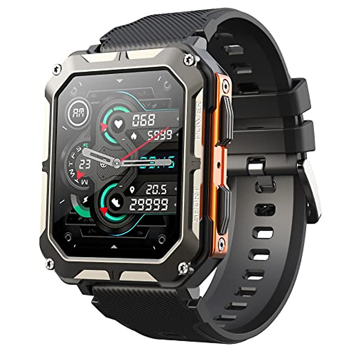 Loluka Military Smart Watch for Men Answer/Make Calls Heart Rate Sleep Tracker 1.83" Touch Screen Mens Smartwatch for Android iOS Phones Tactical Pedometer Fitness Watch