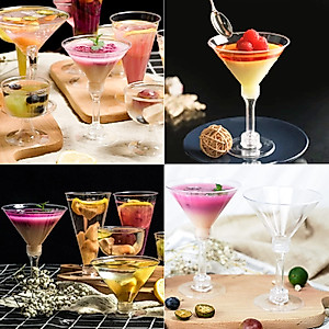 Funsmore 100 Pcs Disposable Cocktail Glasses, Plastic Martini Glasses Unbreakable Tall Cocktail Glasses Appetizer Dessert Cups Drinkware for Home Weddings Parties