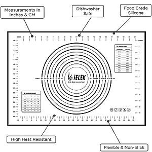 Rolling Pin Nonstick and Silicone Baking Pastry Mat Combo Kit Dough Rollers for Baking Pasta,Cookie Dough,Pastry,Bakery,Pizza