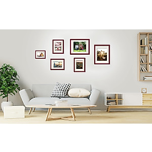 VIOLABBEY 6x8 Picture Frame Red, Photo Frame Set of 4, Display 4x6 Photo with Mat and 6x8 without Mat, Wall or Tabletop, HD Real Glass