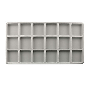 Tegg Bead Box 18 Grids Gray Flocked Bead Beading Jewelry Organizer Tray Container Storage for Bracelet Jewelry Making Design DIY Craft Panel