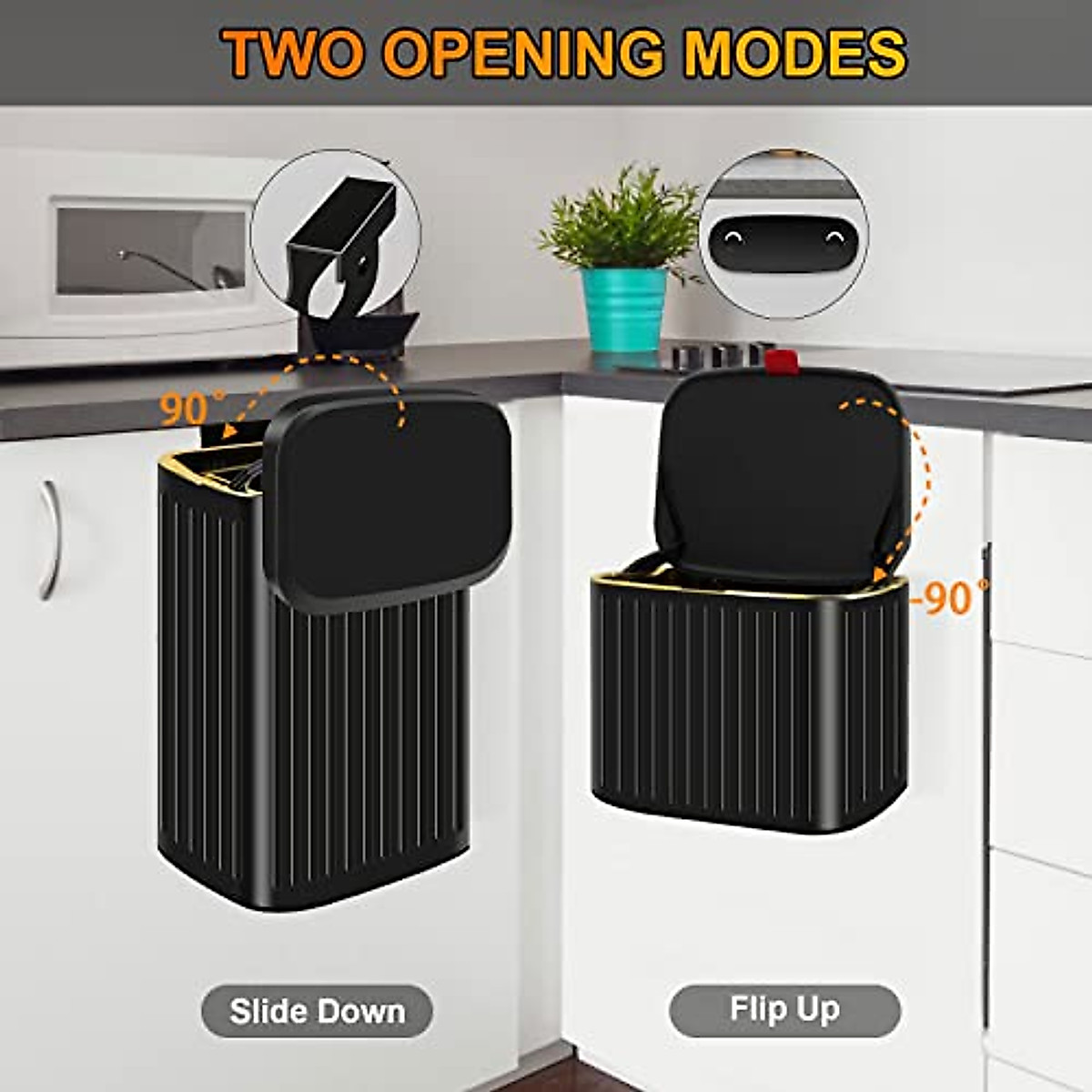 SXDLED Hanging Kitchen Trash Can with Lid, 1.05 Gal Stainless Steel Garbage Can Bathroom Trash Can Indoor Compost Bin for Counter Top, Wall-Mounted, Under Sink or Floor