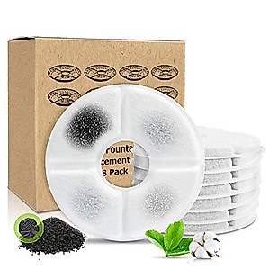 Carbon Replacement Filters for Pet Fountain - Filters for Automatic Flower Water Dispenser Compatible for Cats and Dogs (8 Pack)