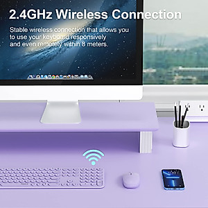 Mobifice Cute Keyboard and Mouse Wireless for PC Computer/Laptop/Windows/Mac/Tablets, Ultra-Thin 2.4GHz USB Cordless Full-Sized Silent Retro Computer Keyboard Mouse Combo (Purple)