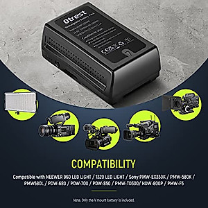 OTREST 13200mAh V Mount Battery, BP-190WS 14.8V 190Wh Rechargeable Li ion Battery with D Tap Output Charger and Cable for Video Broadcast LED Light Compatible with Sony BMPCC Camera Camcorder