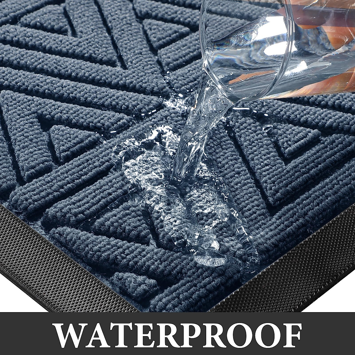 Yimobra Front Door Mat Outside Entrance 72 x 24, Waterproof and Washable Outdoor Mat, Non Slip Rubber Backing, Heavy Duty Welcome Matt for Home Entry Floor Porch Garage Office, Low Profile, Blue
