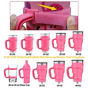 yoelike - 5 Colors - New Upgrade Adjustable Handle Fit for 20 Oz to 40 Oz of YETI, RTIC, Ozark Trail, Simple-Moden, Beast, SUNWILL, ALOUFEA, All Brand Travel Tumbler Cup Mug Bottle BPA FREE (Pink)