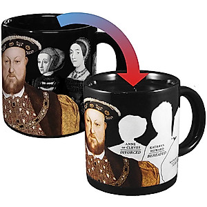 Henry VIII Disappearing Coffee Mug - Add Hot Water and Watch Henry's Wives Disappear - Comes in a Fun Gift Box - by The Unemployed Philosophers Guild, 10Fl oz