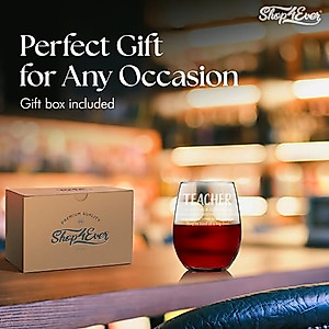 shop4ever Teacher Definition Laser Engraved Stemless Wine Glass Teacher Appreciation Day, Novelty Idea Gifts for Teacher, Retirement, Birthday