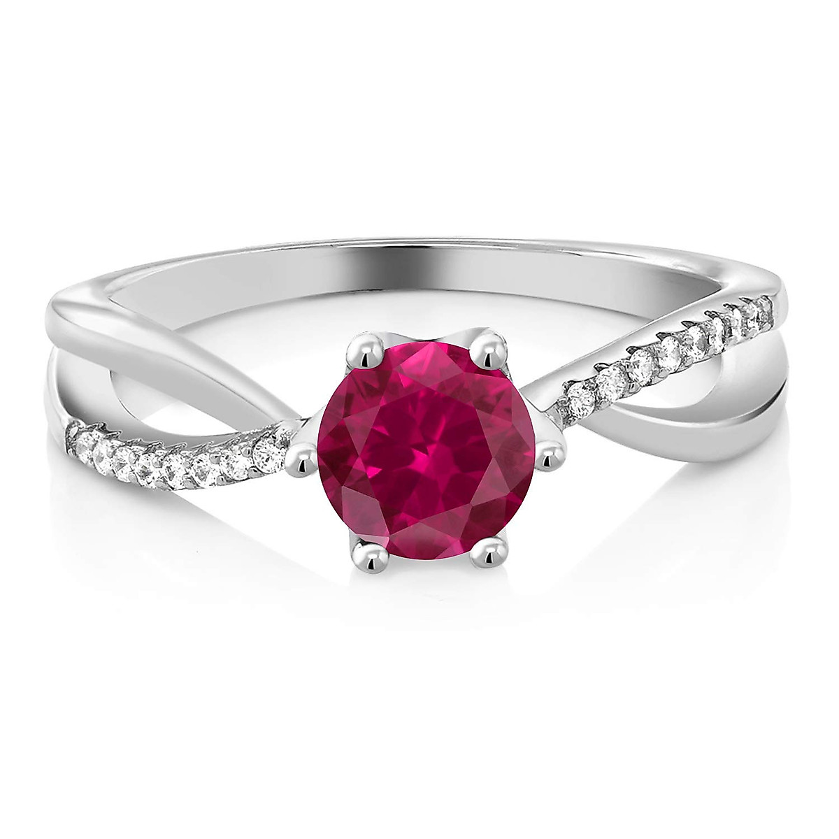 Gem Stone King 925 Sterling Silver Gemstone Birthstone Infinity Ring | Round 6MM | Wedding Engagement Anniversary Promise Ring For Women | Available In Size 5, 6, 7, 8, 9