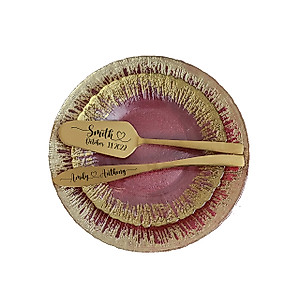 "Personalized Engraved Wedding Cake Server Set - Bridal Gift with Cake Serving"