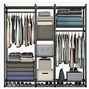 Kingmys 60x60x16 inches Garment Shelf Cloth Rack Organizer (Black)