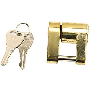 ADP Trailer Lock Dia 1/4 Inch, Coupler Lock 3/4 Inch Span Trailer Hitch Lock with Keys Trailer Coupler Lock for Tow Boat RV Truck Car's Coupler (1 Pack, Brass)