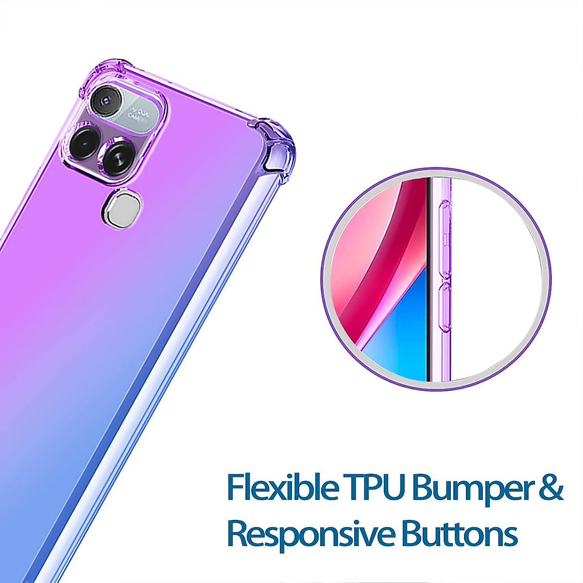 KOARWVC Case for Infinix Hot 10i Case, Smart 5 Pro PR652B X658E Case, Crystal Clear Case Gradient Slim Anti Scratch TPU Shockproof Protective Phone Cases Cover for Infinix Hot 10i (Purple/Blue)