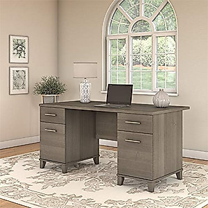Bush Furniture Somerset 60W Office Desk with Drawers in Ash Gray