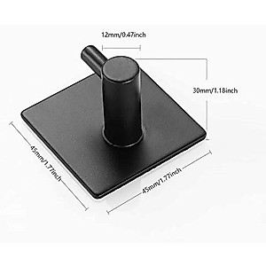 ZHhan 4 Packs Hooks Heavy Duty Wall Hooks Self Adhesive Waterproof Stainless Steel Hooks for Hanging Coat, Hat,Towel Robe Hook Rack Wall Mount Bathroom and Bedroom Black