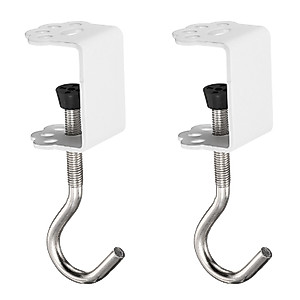 HARFINGTON 2pcs Desk Hook Clamp 0.2"-1.4" Clamping Range Cat Claw Shape Bag Hook for Backpack Table Purse Clothes Portable Desk Mount Bag Holder Hook Clamp, White