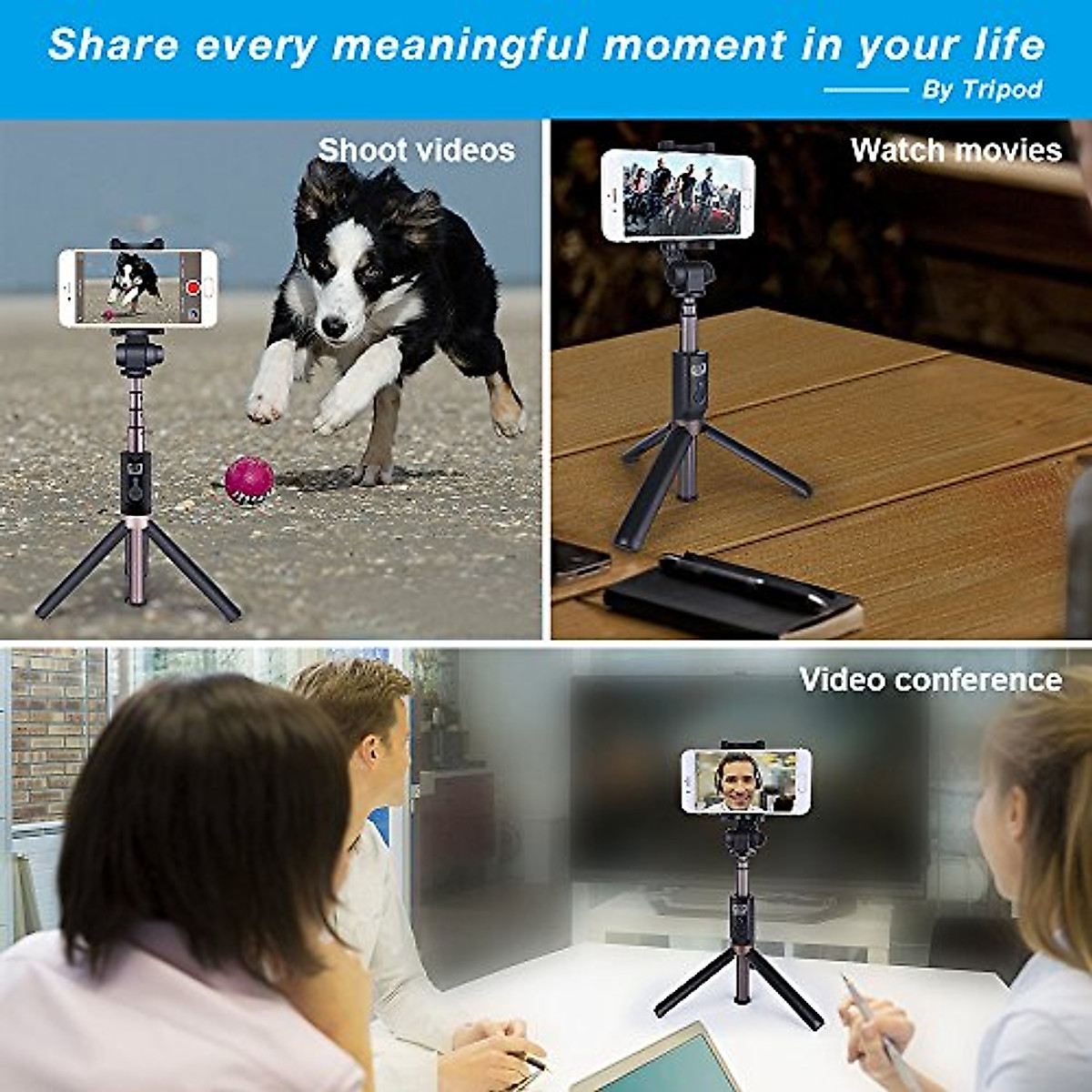 Apexel 2-in-1 Extendable Selfie Stick Monopod Tripod Stand with Wireless Remote Shutter for iPhone Xs/XS Max/XR/X/8/8 Plus/7/7 Plus/6s/6 Plus, Galaxy S9/S8/S7 Plus, Nubia, Huawei and More