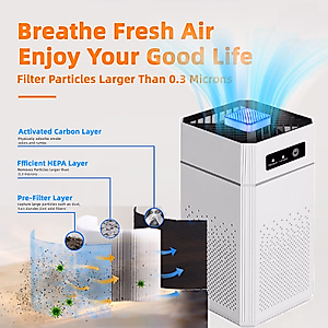 2 Pack Air Purifiers for Bedroom HEPA Air Purifier With Aromatherapy Function For Pet Smoke Pollen Dander Hair 20dB Air Cleaner For Office Living Room/Kitchen