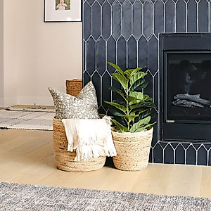 UVITAS Set of 3 - Large Wicker Storage Basket, Woven Seagrass Blanket Basket - Round Tall Natural Boho Nesting Storage Bins, Decorative Organization