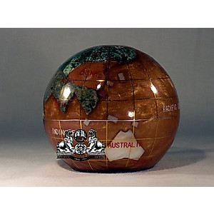 Unique Art 3-Inch amber Pearl Swirl Ocean Gemstone World Globe Paper Weight