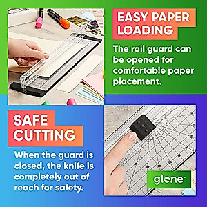 Glone 12 inch Paper Trimmer, A4 Size Paper Cutter with Automatic Security Safeguard for Coupon, Craft Paper and Photos (Black-Silver)
