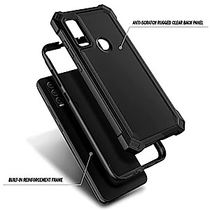NZND Compatible with AT&T Motivate Max/Cricket Ovation 3 Case with [Built-in Screen Protector], Full-Body Protective Shockproof Rugged Bumper Cover, Impact Resist Durable Phone Case (Black)