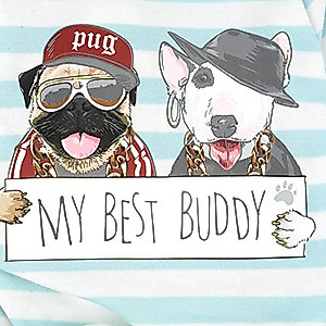 Zunea Dog Pajamas for Small Dogs Girl Boy Soft Cotton Puppy Clothes Jumpsuit Sleeping Wear Rompers Striped Printed Bodysuit Pyjamas Pet Overalls Outfits Apparel for Chihuahua Doggie Cat Blue M