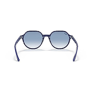 Ray-Ban RB2195 Thalia Square Sunglasses, Blue On Vichy Blue/White/Clear Gradient Blue, 53 mm