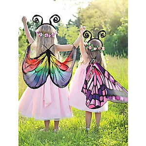 Gejoy 6 Pieces Butterfly Cloak Costume with Mask Antenna Headband for Kids Halloween Party (Colorful Style)