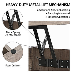 Topeakmart Modern Coffee Table with Storage Shelf and Hidden Compartmant, Living Room Center Tables with Lift Top, Gray