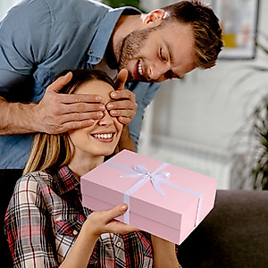 VGOODALL Pink Gift Box, 13x9x4 Inch Large Magnetic Closure gift boxes with Lid, Collapsible Gift Box with Ribbon for Bridesmaid Proposal, Birthdays, Anniversary