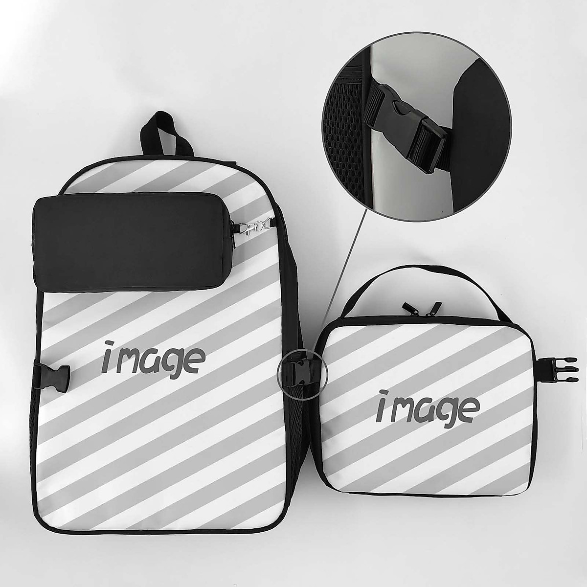 Qxohuow Anime Game Backpacks Schoolbag Set with Lunch Box and Pencilcase for Boys Girls 17 inches 3#