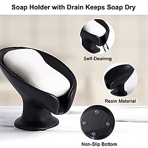 Resin Matte Black Bathroom Accessory Set of 5, Lotion Soap Dispenser, Bathroom Organizer Accessories, Toothbrush Holder, Self Draining Soap Hoder and Bathroom Tumbler for Modern Home Decor