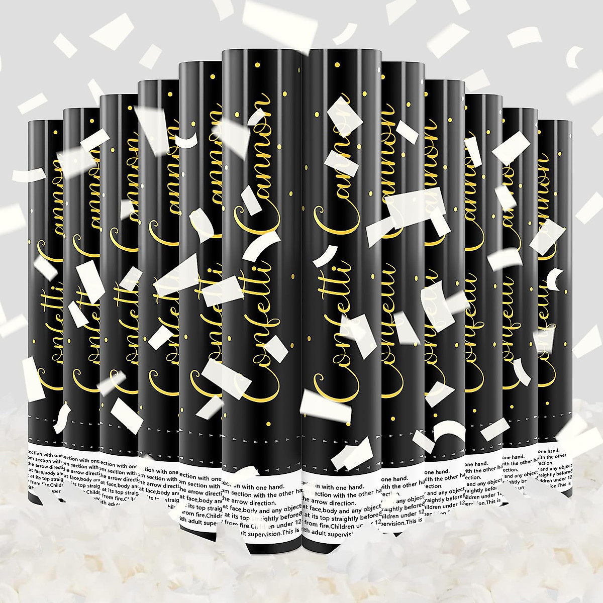 Confetti Cannon White Biodegradable Party Popper 12 Pack Rice Paper Party Poppers Confetti Shooters White Confetti Cannons for Wedding Graduation New Year Eve Celebration Christmas Birthday Party