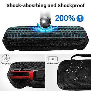 Jxtarar Switch Carrying Case Compatible with Nintendo Switch/Switch OLED, with 20 Games Cartridges Protective Hard Shell Travel Carrying Case Pouch for Console & Accessories, Black