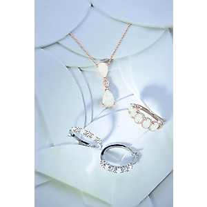 Tirafina Lab-Created White Sapphire and Double Pear-shaped Gemstone Pendant, Birthstone Jewelry, Gemstone, Created Opal