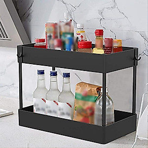 Under Sink Organizer Pull Out Under Sink Storage Rack 2 Tier Under Bathroom Cabinet Storage Multi Purpose Under Cabinet Storage for Kitchen Bathroom Cabinet(white#2)