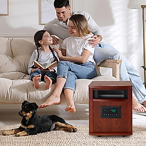 LifeSmart LifePro Electric Space Heater, 1500W Portable Infrared Quartz Heater with Remote, Brown