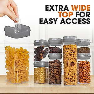 Cheer Collection Airtight Food Storage Containers, Kitchen Storage Containers for Pantry, Set of 7 Food Containers with Lids Airtight, Pantry Storage Containers & Organizers with Lids, Gray