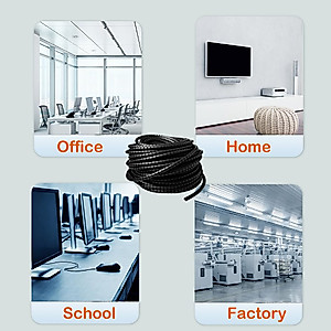 1/4" Spiral Cable Wrap - Wrapping Range:4mm-50mm- Spiral Wire Wrap Cord Covers Bundle Sleeve Hose for Computer Electrical Wire Organizer