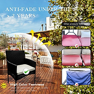 ClawsCover 3Pack Outdoor Seat Cushions Replacement Covers Fit for 4 Pieces Wicker Rattan Furniture Patio Conversation Set Loveseat Chair,38x19x2,19x19x2,Cream-Large (Include Cover Only)