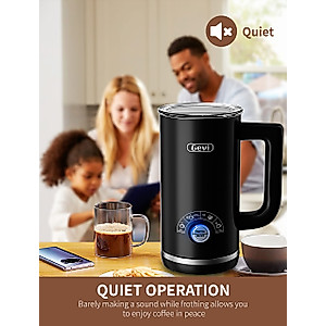 Gevi 4-in-1 Automatic Electric Milk Frother, Steamer & Warmer, 150ml, Black, Stainless Steel