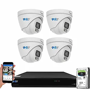 GW Security 5MP 1920P Security Camera System with AI Face/Human/Vehicle Detection, 8CH 4K DVR and 4 x 5MP 2592TVL Microphone Home CCTV Dome Camera, Smart AI Playback, Email Alert, 1TB Hard Drive
