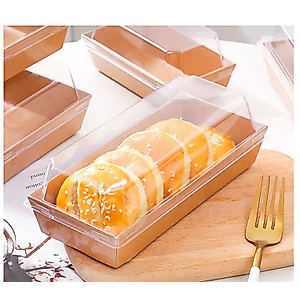 XIAOHONG 50 Pack Paper Charcuterie Boxes with Clear Lids, 7.5'' Brown Disposable Food Containers Bakery Boxes for Sandwich,cake roll, Hot Cocoa Bombs, Strawberries, Cookies