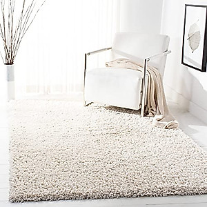 SAFAVIEH August Shag Collection 8' x 10' Ivory AUG200C Solid Non-Shedding Living Room Bedroom Dining Room Entryway Plush 1.5-inch Thick Area Rug